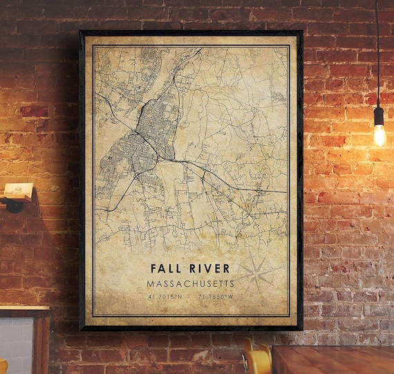 Fall River Map Print Fall River Map Massachusetts Map Art - Etsy