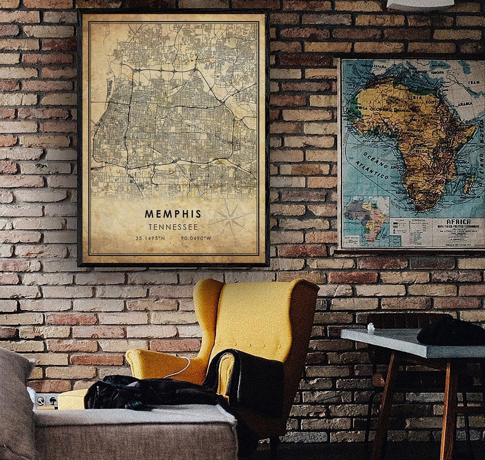 Memphis Vintage Map Print Memphis Map Tennessee Map Art - Etsy