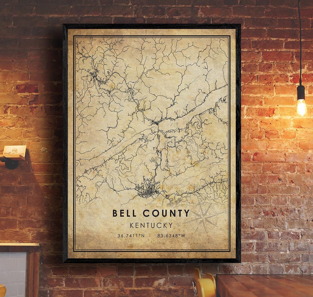 Bell County Map Print Bell County Map Kentucky Map Art | Etsy