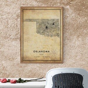 Oklahoma Vintage Map Print Oklahoma Map Oklahoma State Map - Etsy