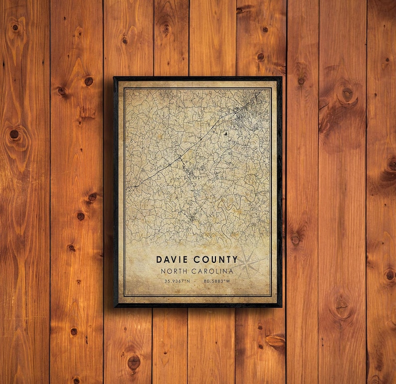 Davie County Map Print Davie County Map North Carolina Map | Etsy