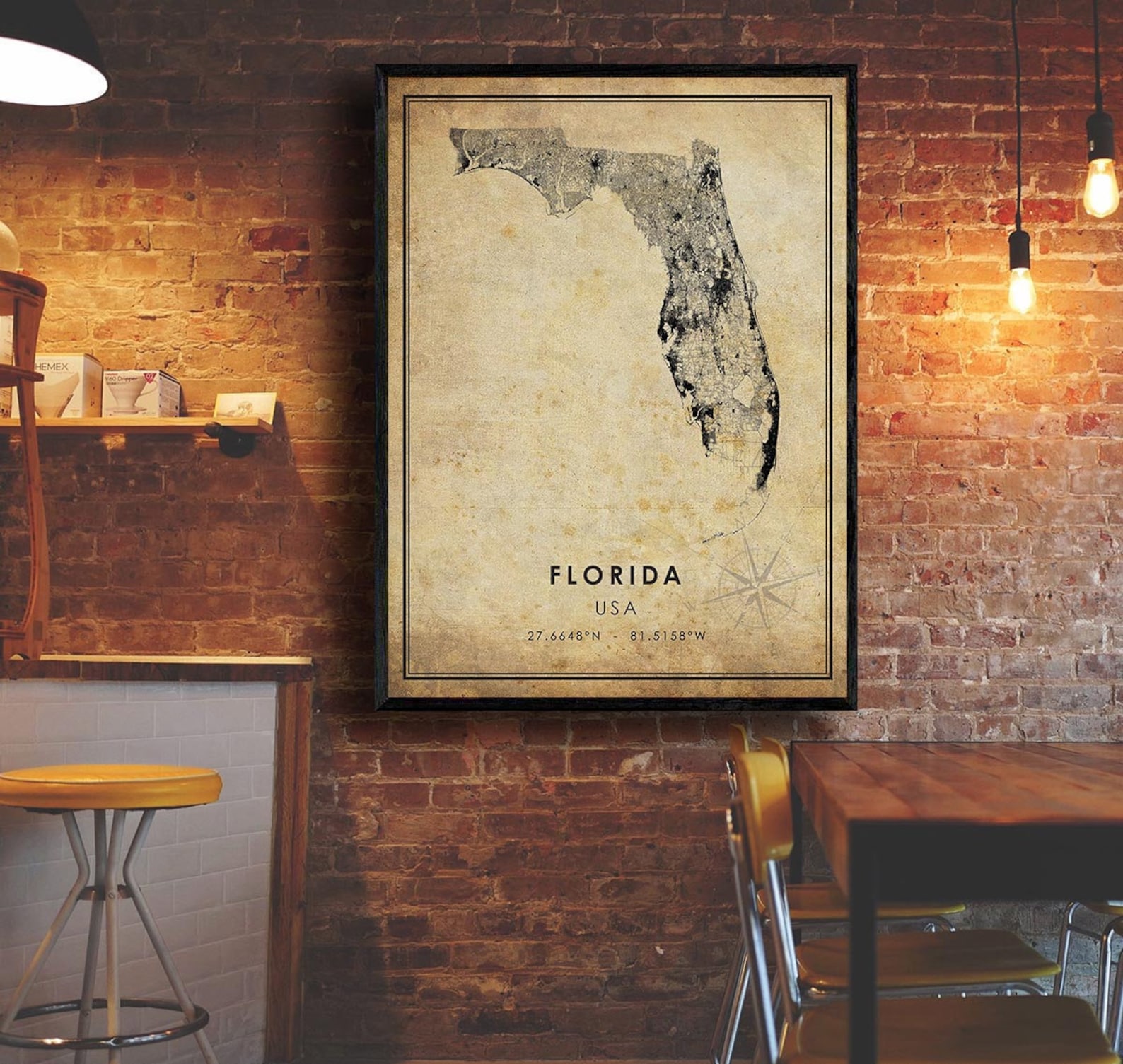 Florida Vintage Map Print | Florida Map | State Map Art | Florida City ...
