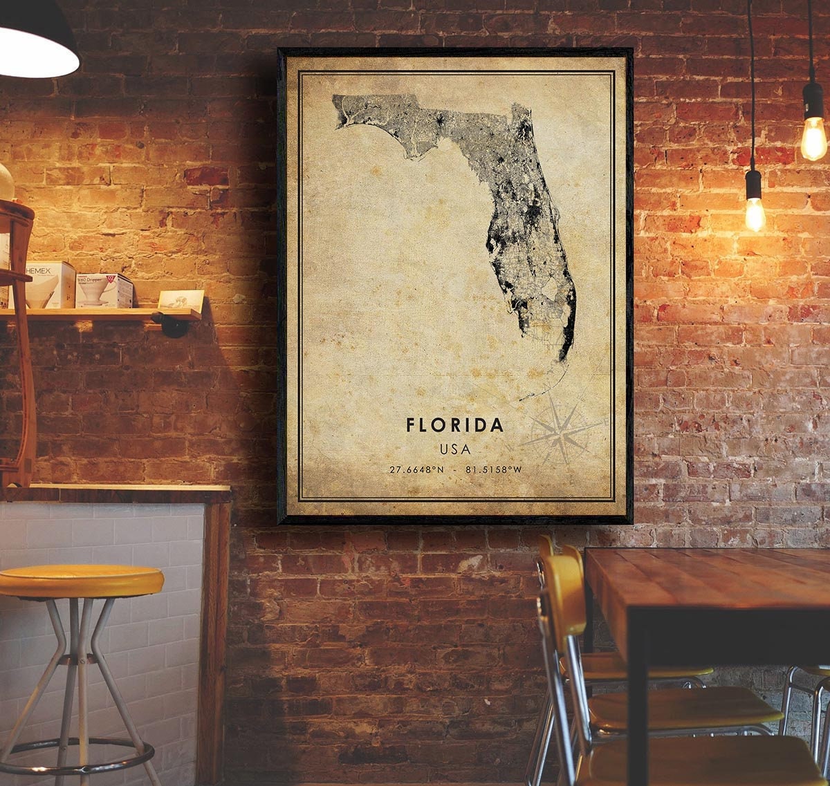 Florida Vintage Map Print | Florida Map | State Map Art | Florida City ...