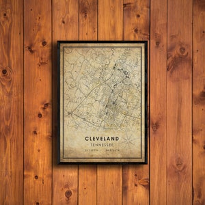 Cleveland Vintage Map Print Cleveland Map Tennessee Map | Etsy