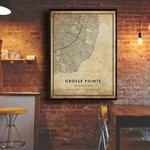 Grosse Pointe Map Print | Grosse Pointe Map | Michigan Map Art | Grosse ...