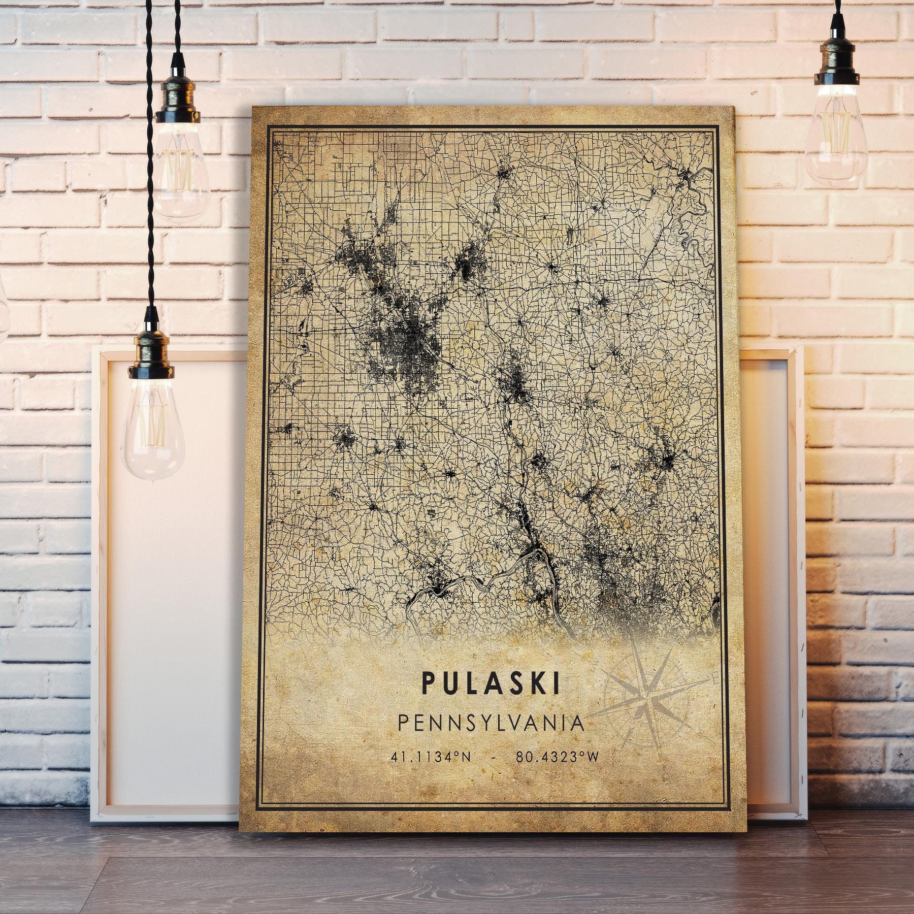 Pulaski Map Print | Pulaski Map | Pennsylvania Map Art | Pulaski City ...