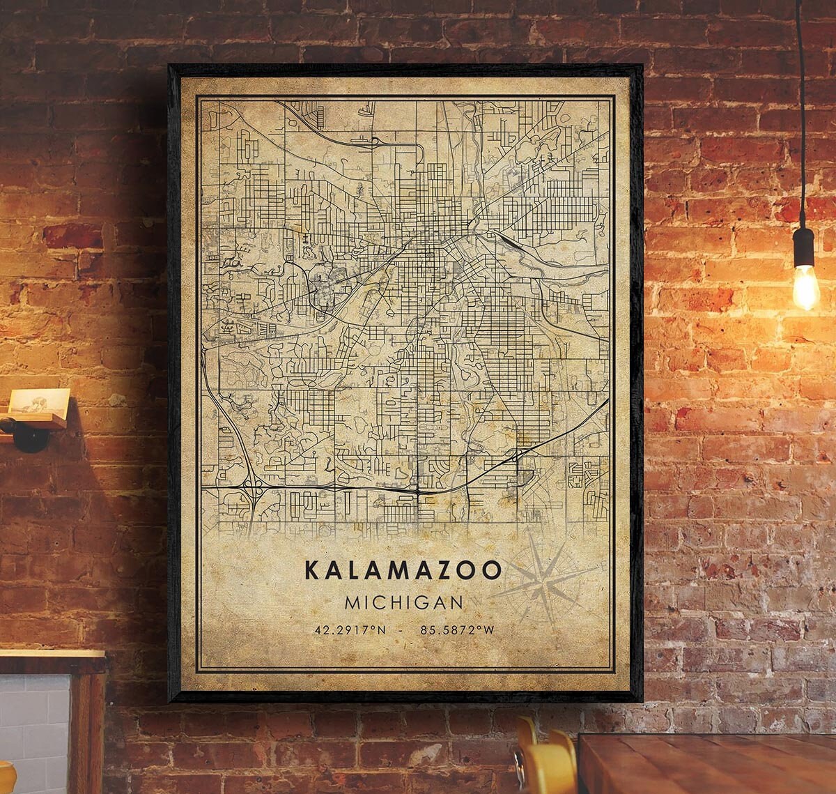Kalamazoo Map Print Kalamazoo Map Michigan Map Art | Etsy