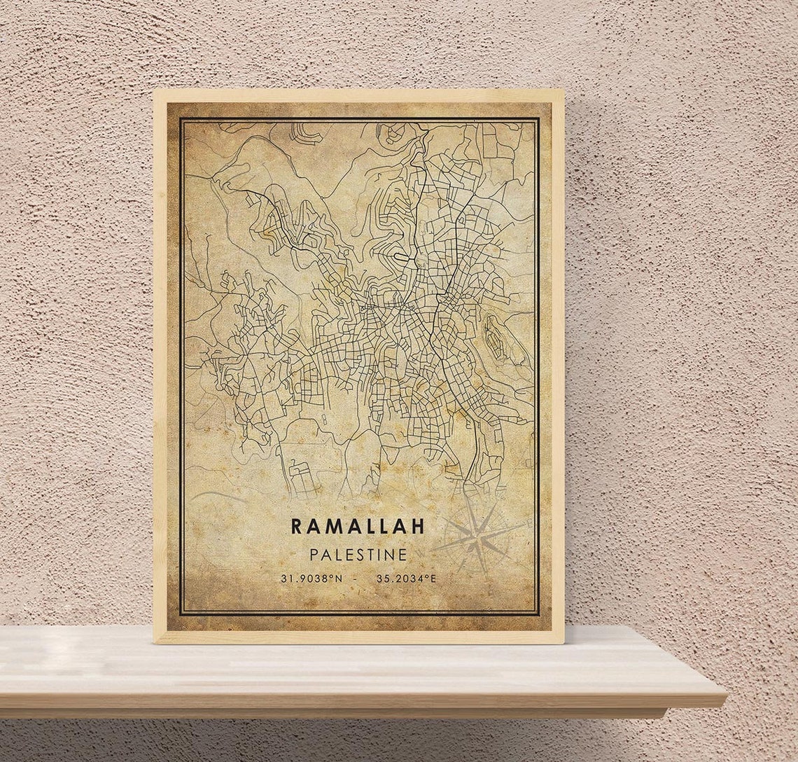Ramallah Map Print Ramallah Map Palestine Map Art | Etsy