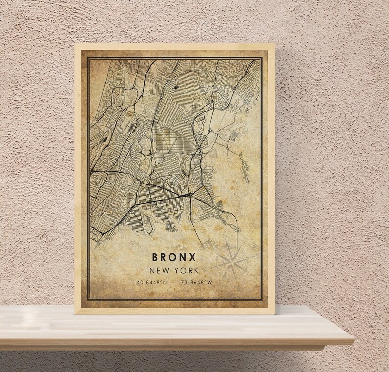 Bronx Vintage Map Print Bronx Map New York Map Art Bronx - Etsy