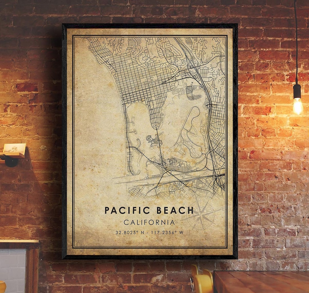 Pacific Beach Map Print | Pacific Beach Map | California Map Art ...