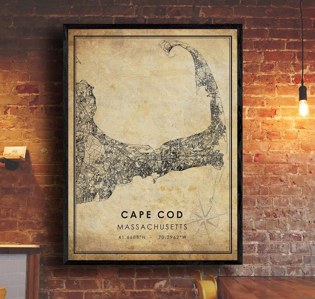 Cape Cod Vintage Map Print | Cape Cod Map | Cape Cod Massachusetts City ...