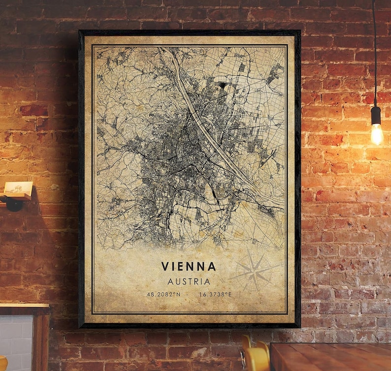 Vienna Vintage Map Print Vienna Austria Map Art Vienna - Etsy