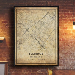 Elkridge Vintage Map Print Elkridge Map Maryland Map Art Elkridge City ...