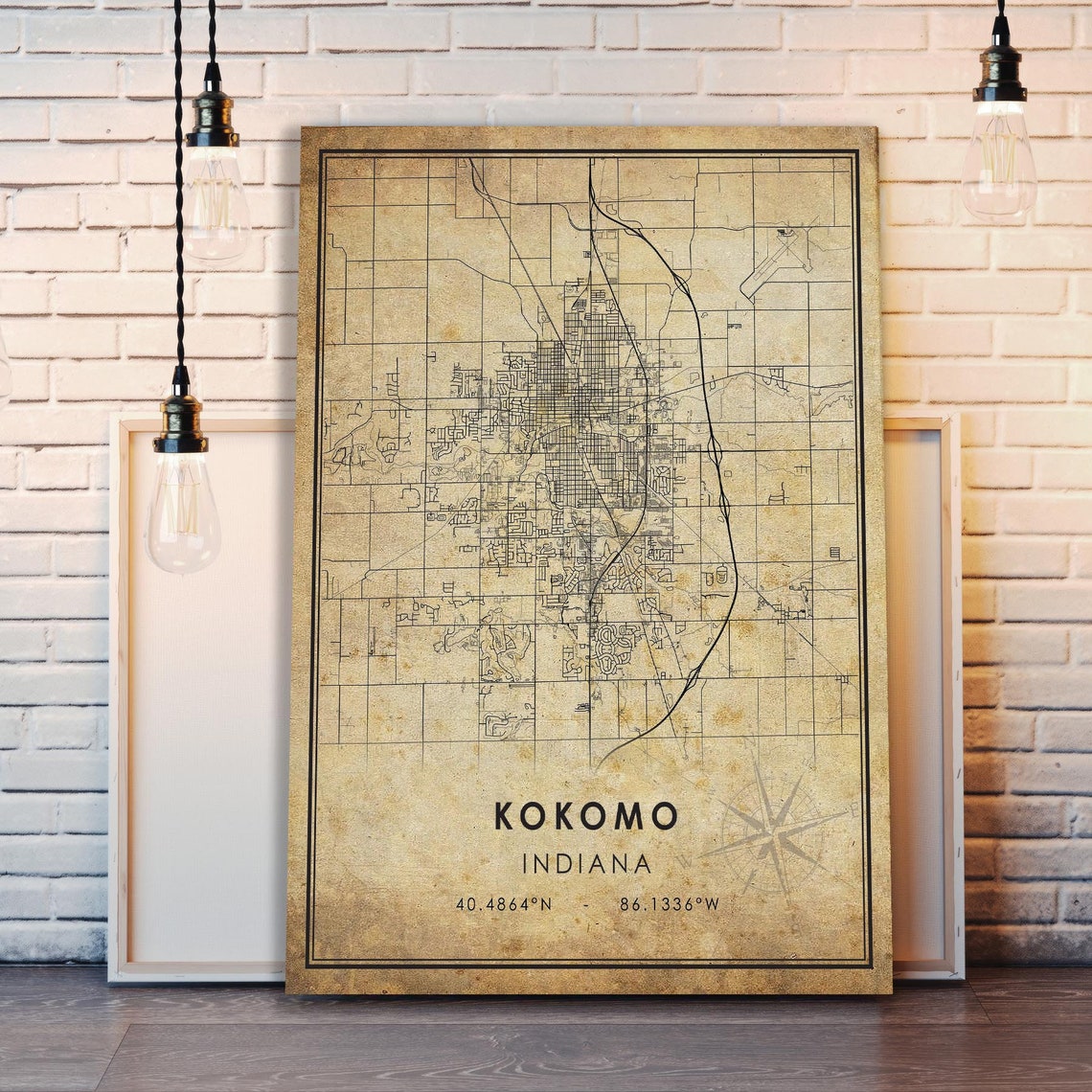 Kokomo Map Print | Kokomo Map | Indiana Map Art | Kokomo City Road Map ...