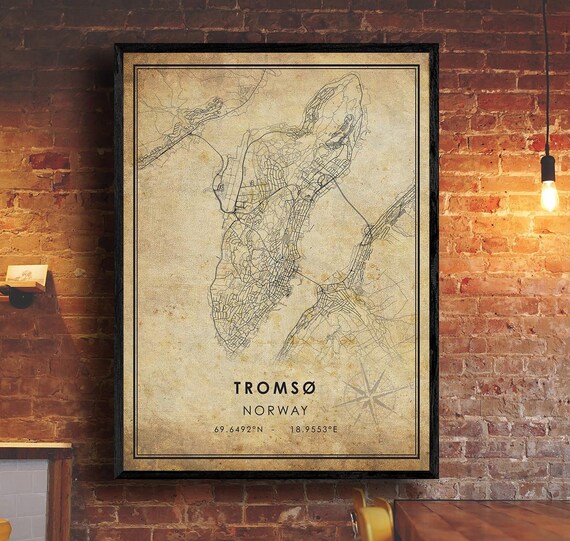 Tromso Map Print Tromso Map Norway Map Art Tromso City | Etsy