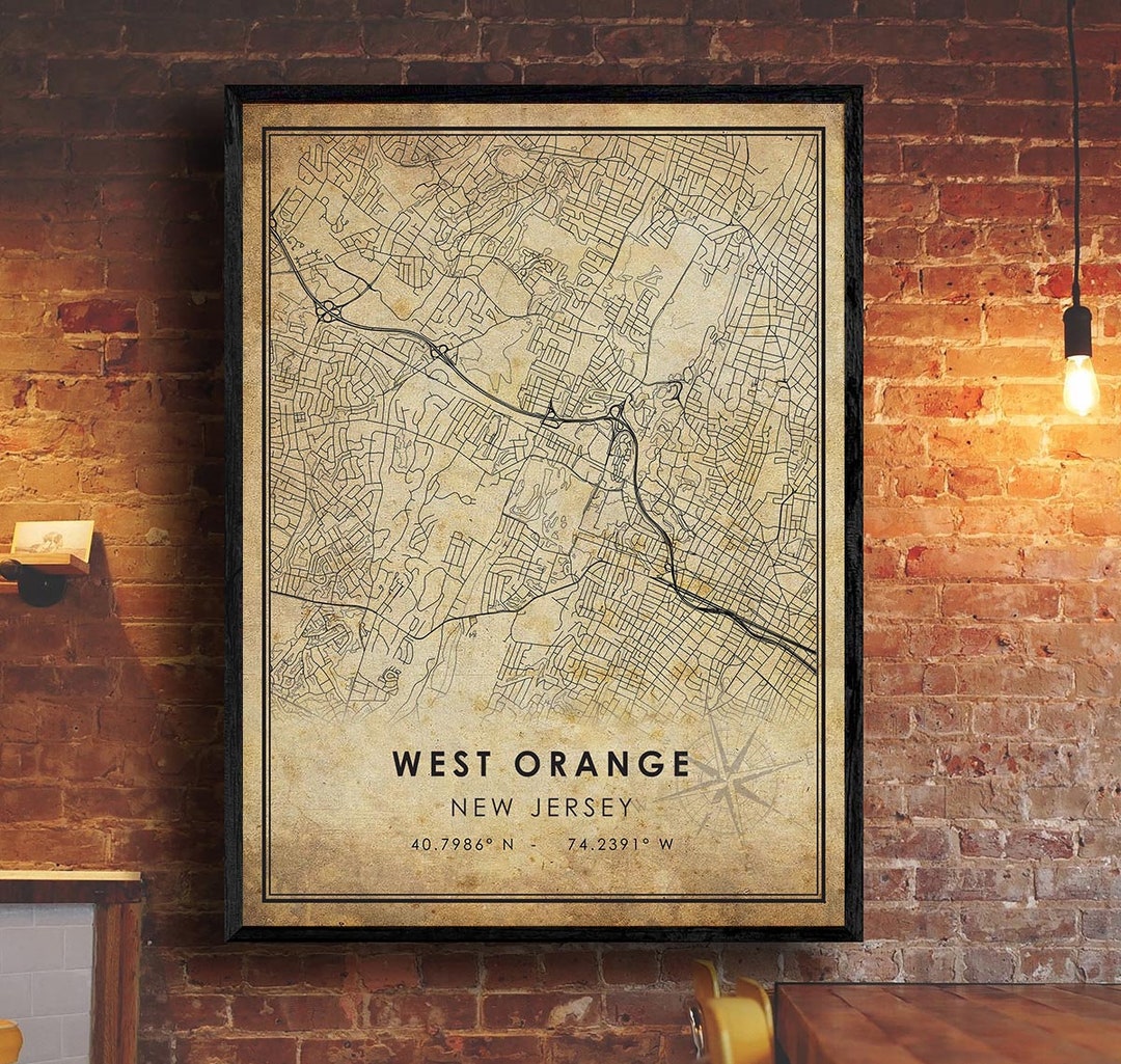 West Orange Map Print | West Orange Map | New Jersey Map Art | West ...