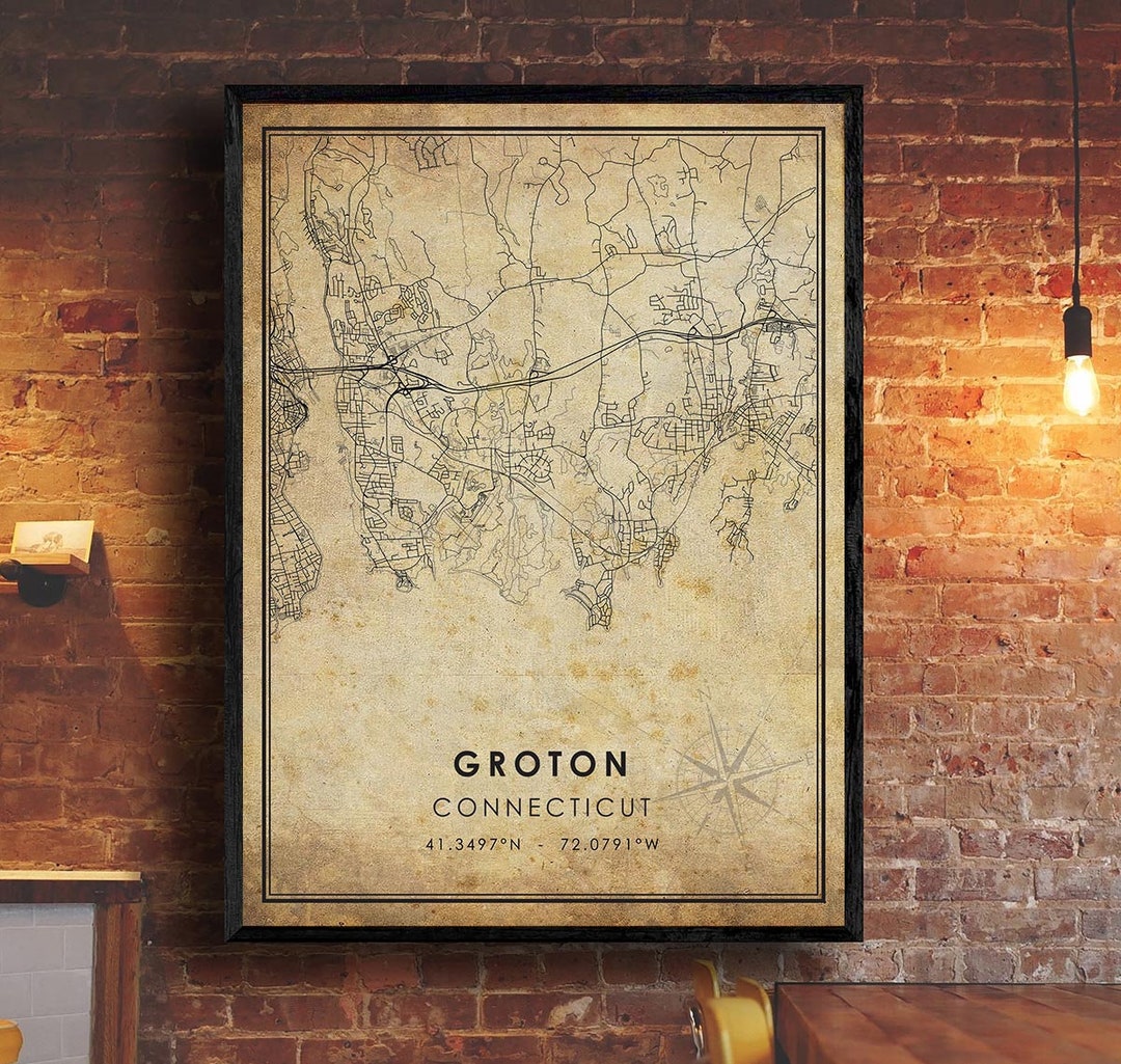Groton Map Print Groton Map Connecticut Map Art Groton City Road Map ...
