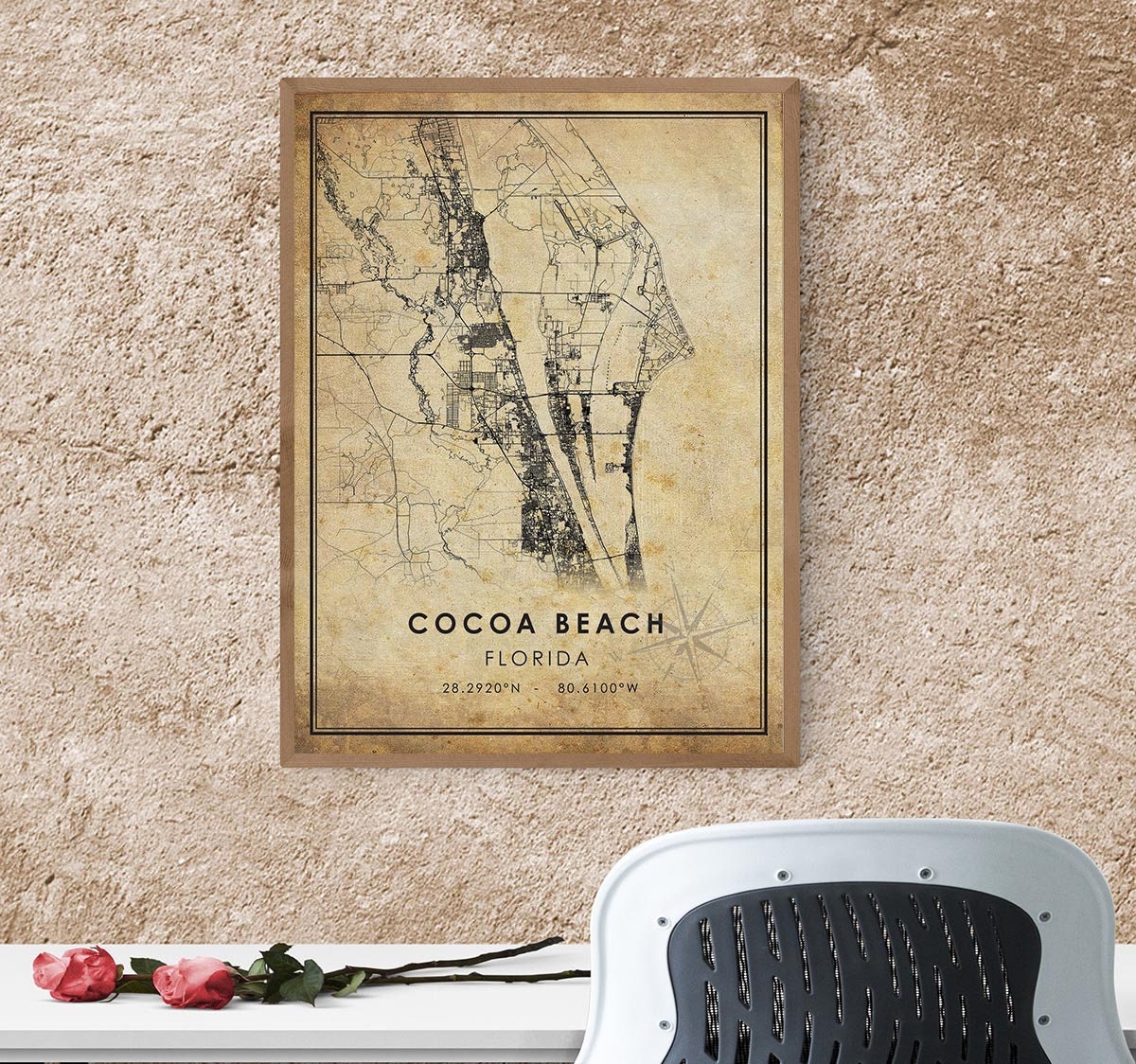Cocoa Beach Map Print Cocoa Beach Map Florida Map Art | Etsy