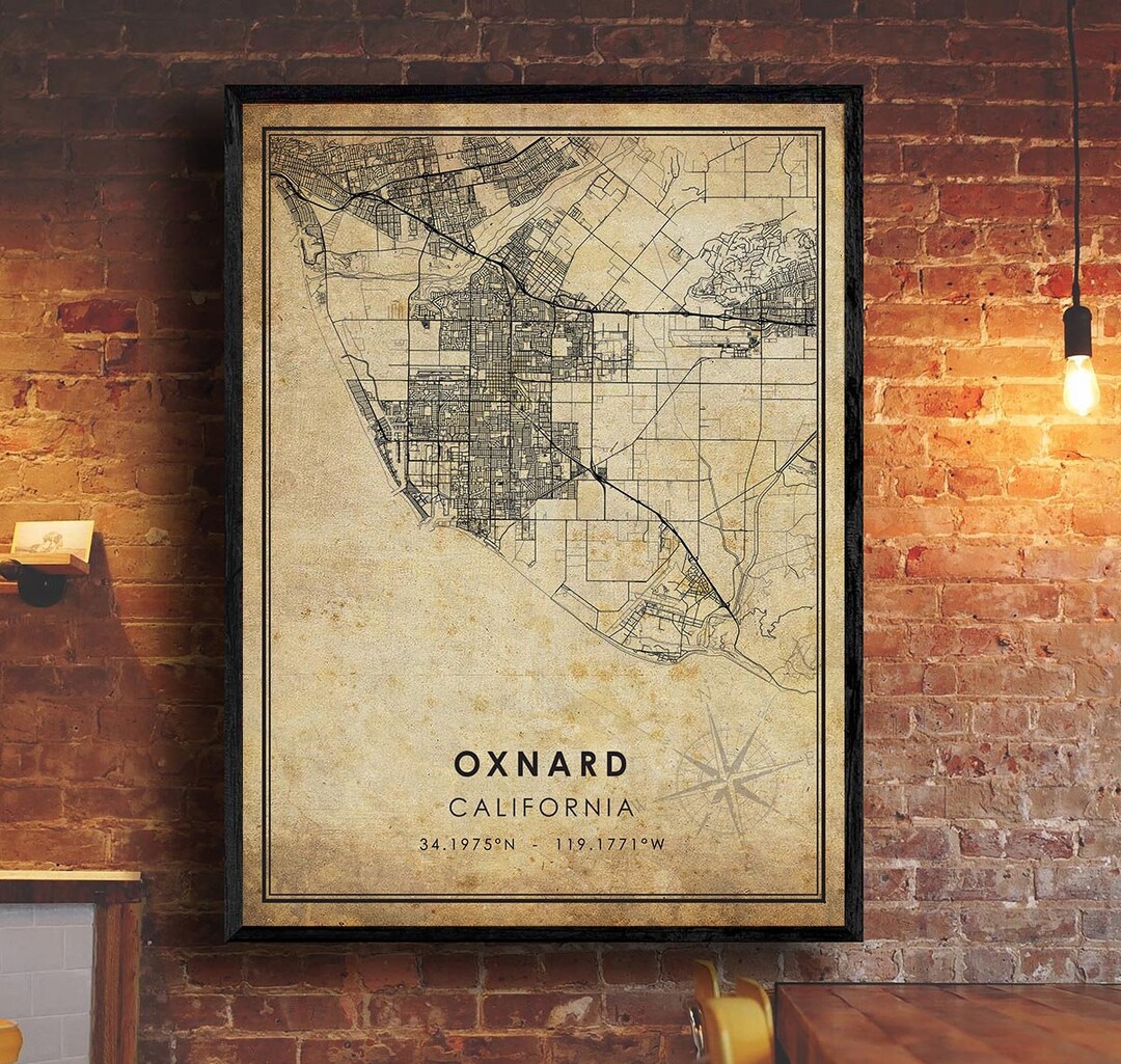 Oxnard Map Print | Oxnard Map | California Map Art | Oxnard Road Map ...