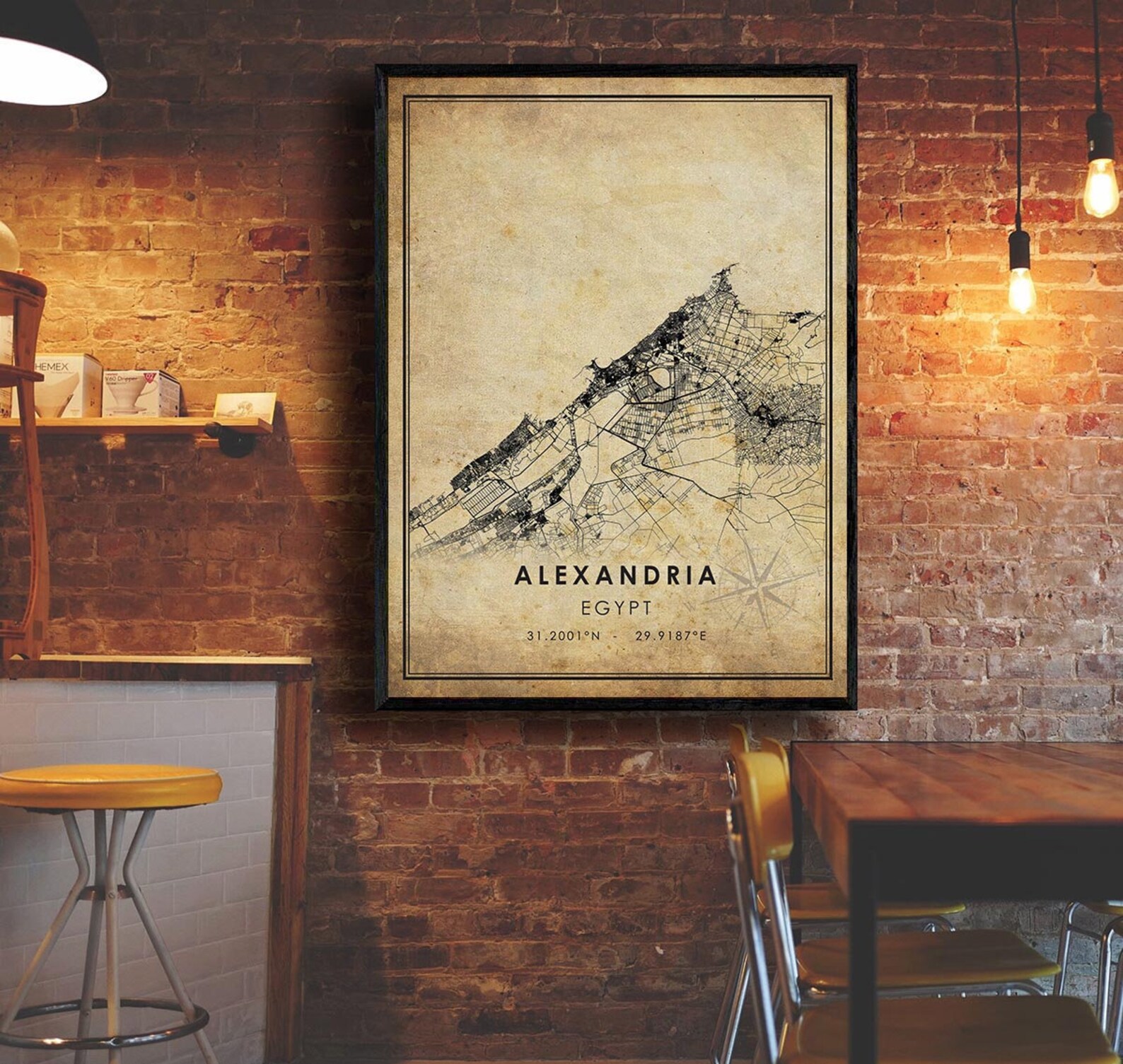Alexandria Vintage Map Print | Alexandria Map | Egypt Map Art ...