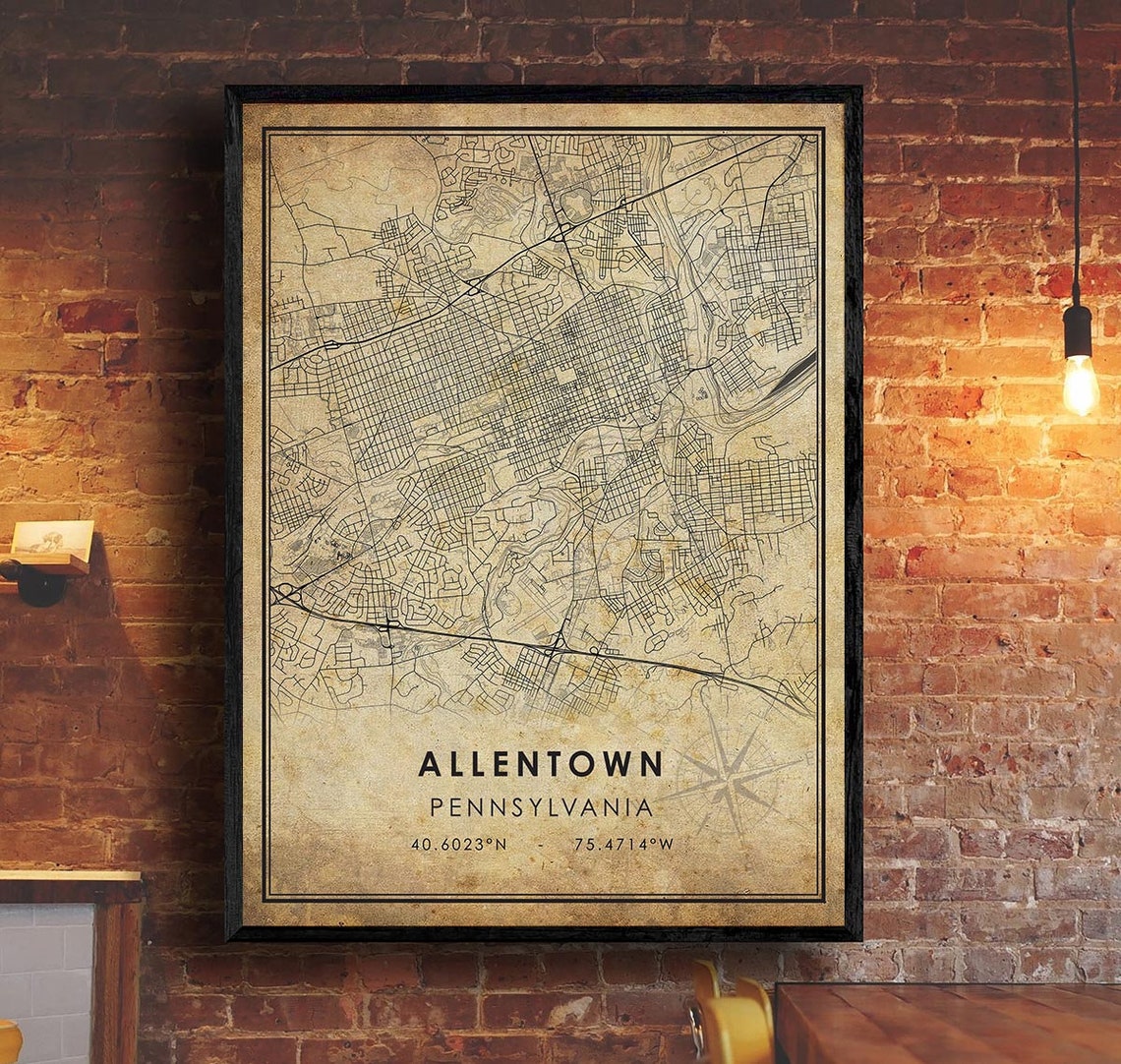 Allentown Map Print Allentown Map Pennsylvania Map Art - Etsy