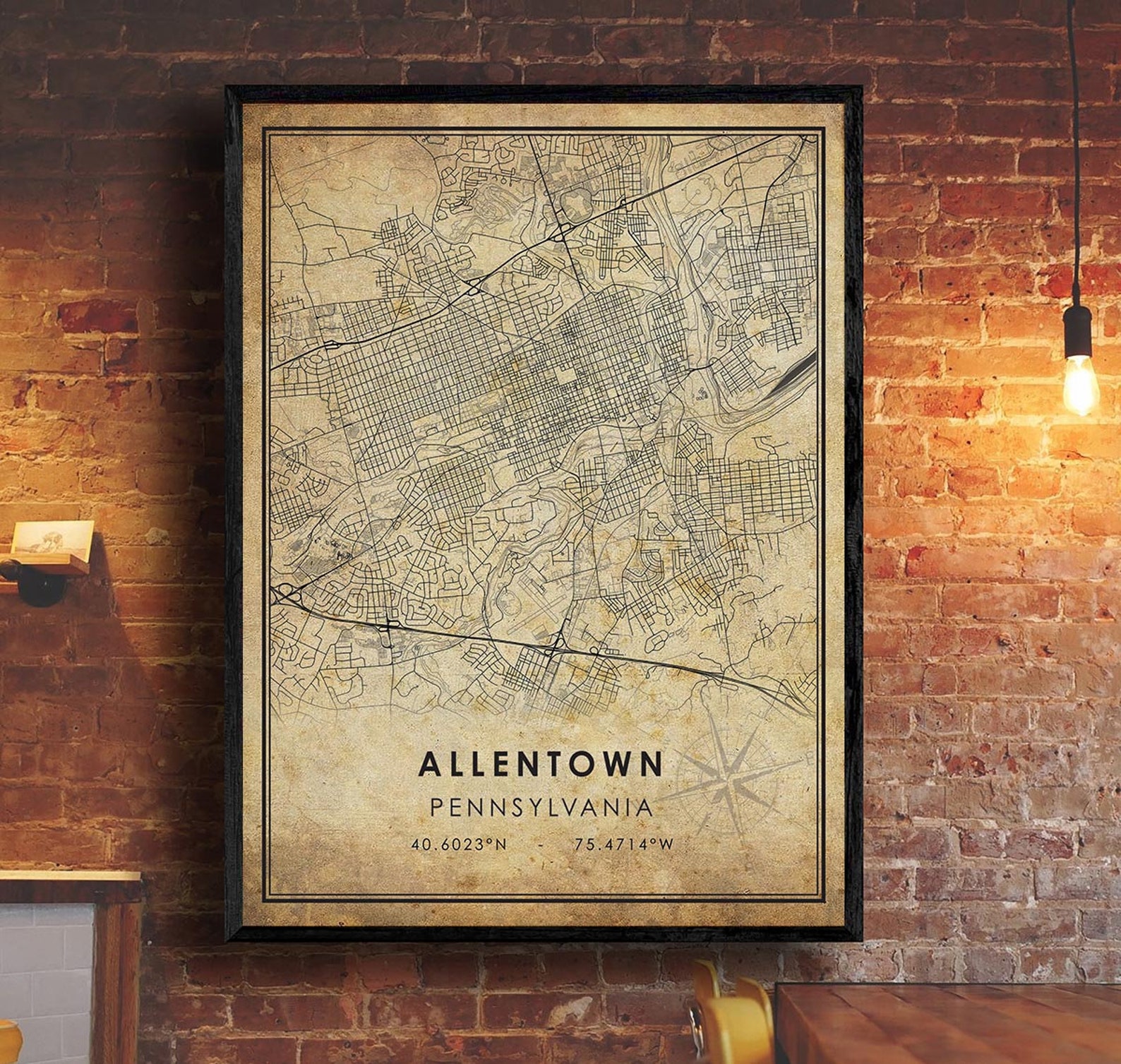 Allentown Map Print Allentown Map Pennsylvania Map Art - Etsy