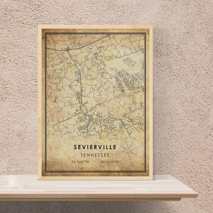 Sevierville Map Print Sevierville Map Tennessee Map Art | Etsy