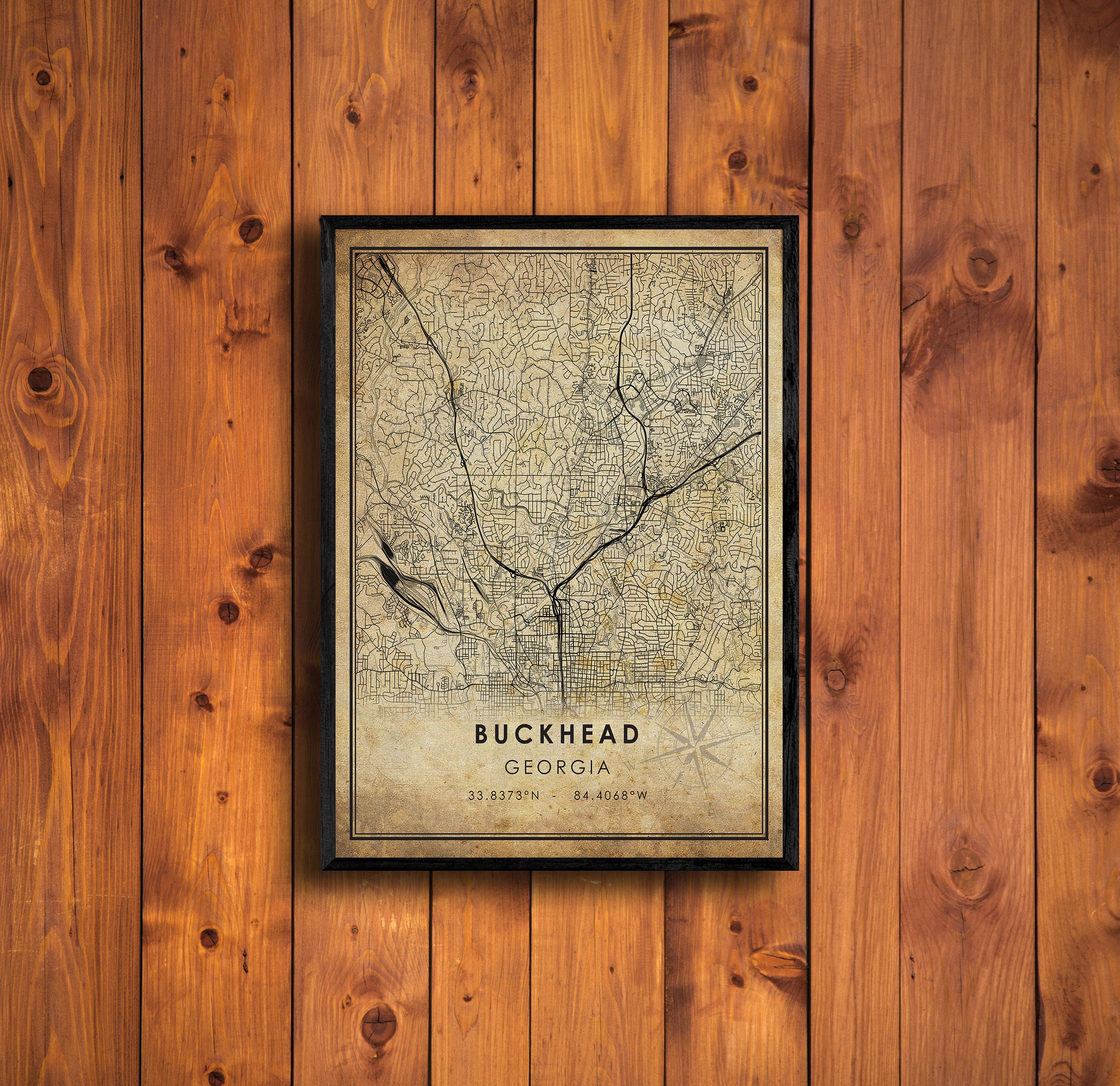 Buckhead Vintage Map Print Buckhead Map Georgia Map Art | Etsy