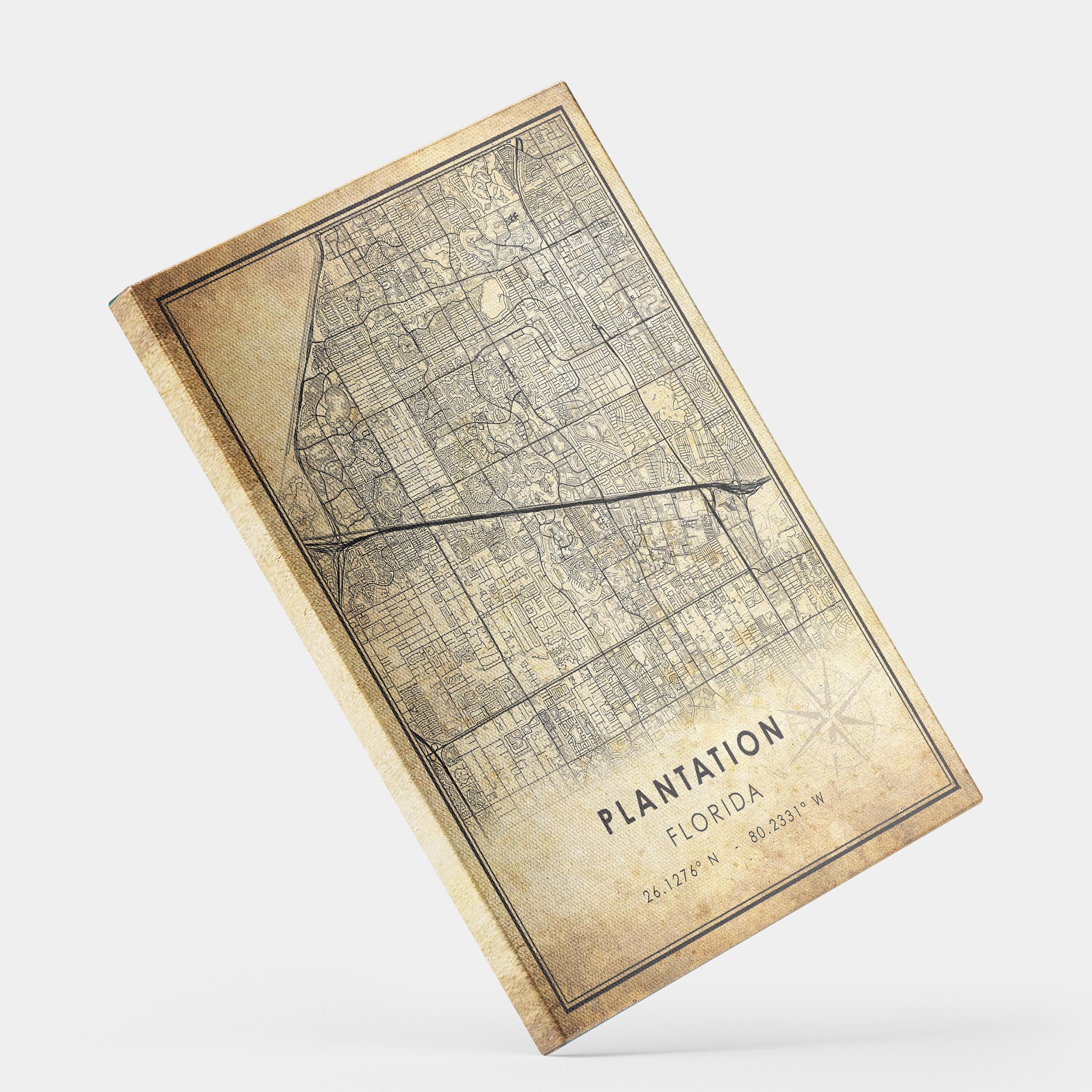 Plantation Map Print Plantation Map Florida Map Art - Etsy