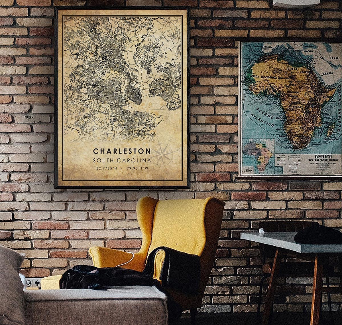 Charleston Vintage Map Print | Charleston Map | South Carolina Map Art ...
