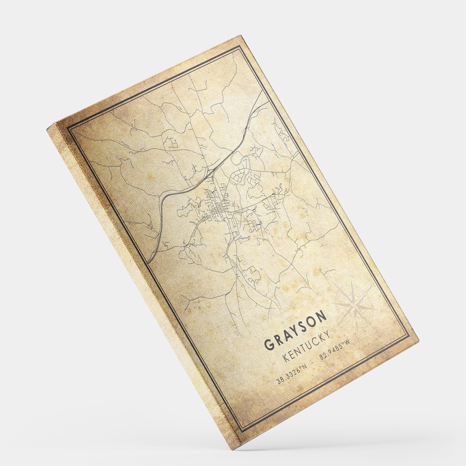 Grayson Vintage Map Print Grayson Kentucky Map Grayson City Road Map ...