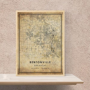Bentonville Map Print Bentonville Map Arkansas Map Art | Etsy