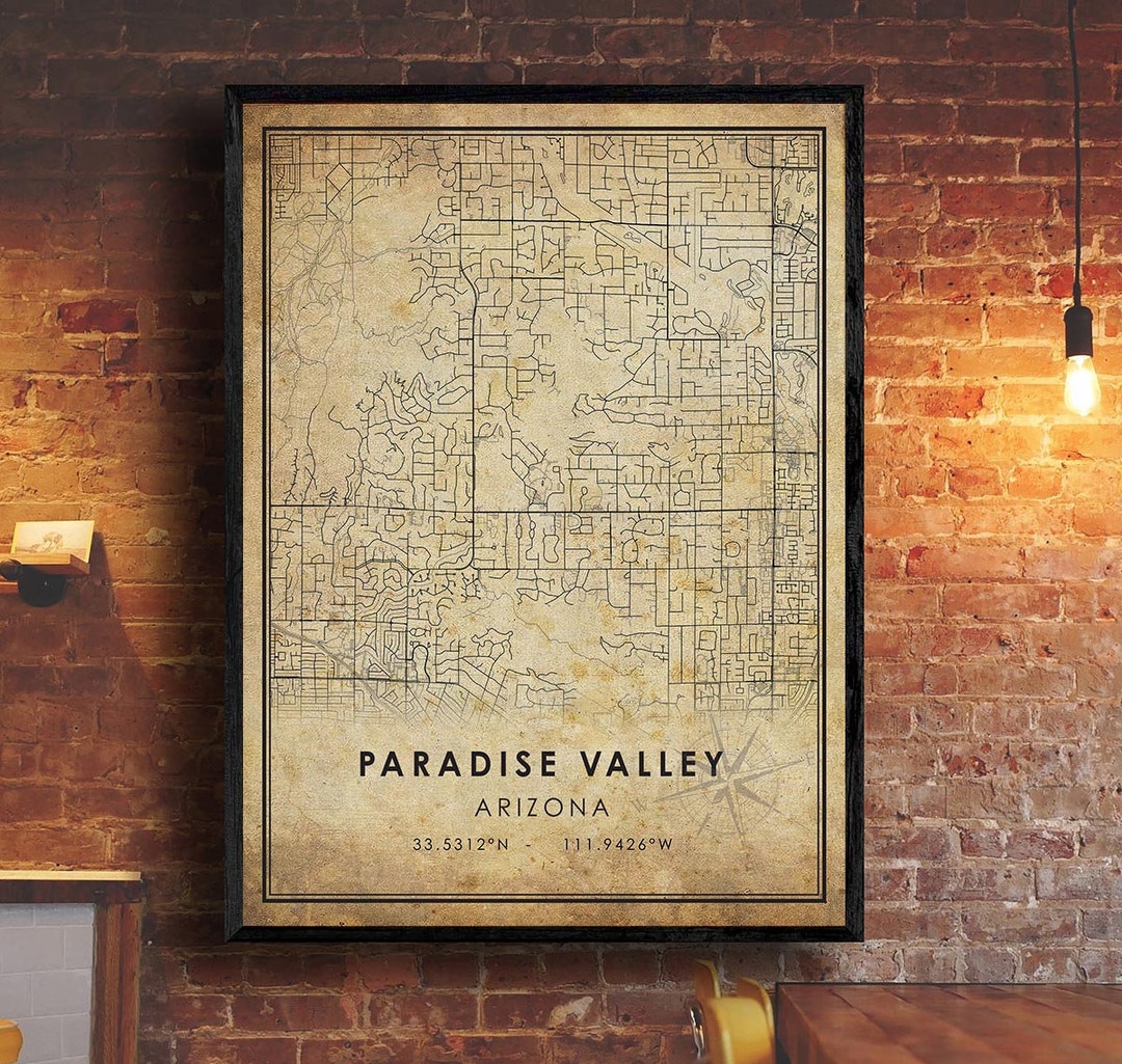 Paradise Valley Vintage Map Print | Paradise Valley Arizona Map ...