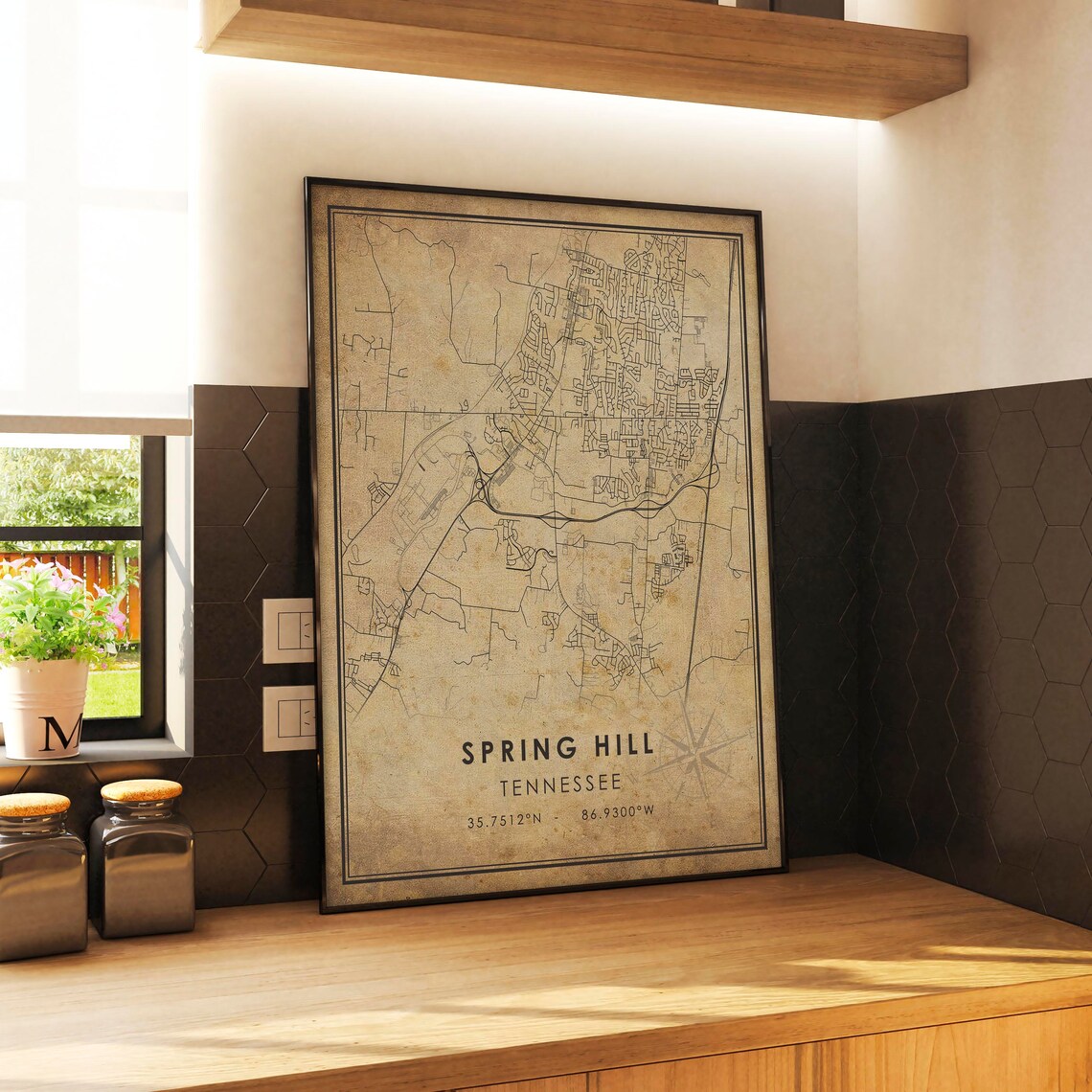 Spring Hill Vintage Map Print | Spring Hill Map | Tennessee Map Art ...