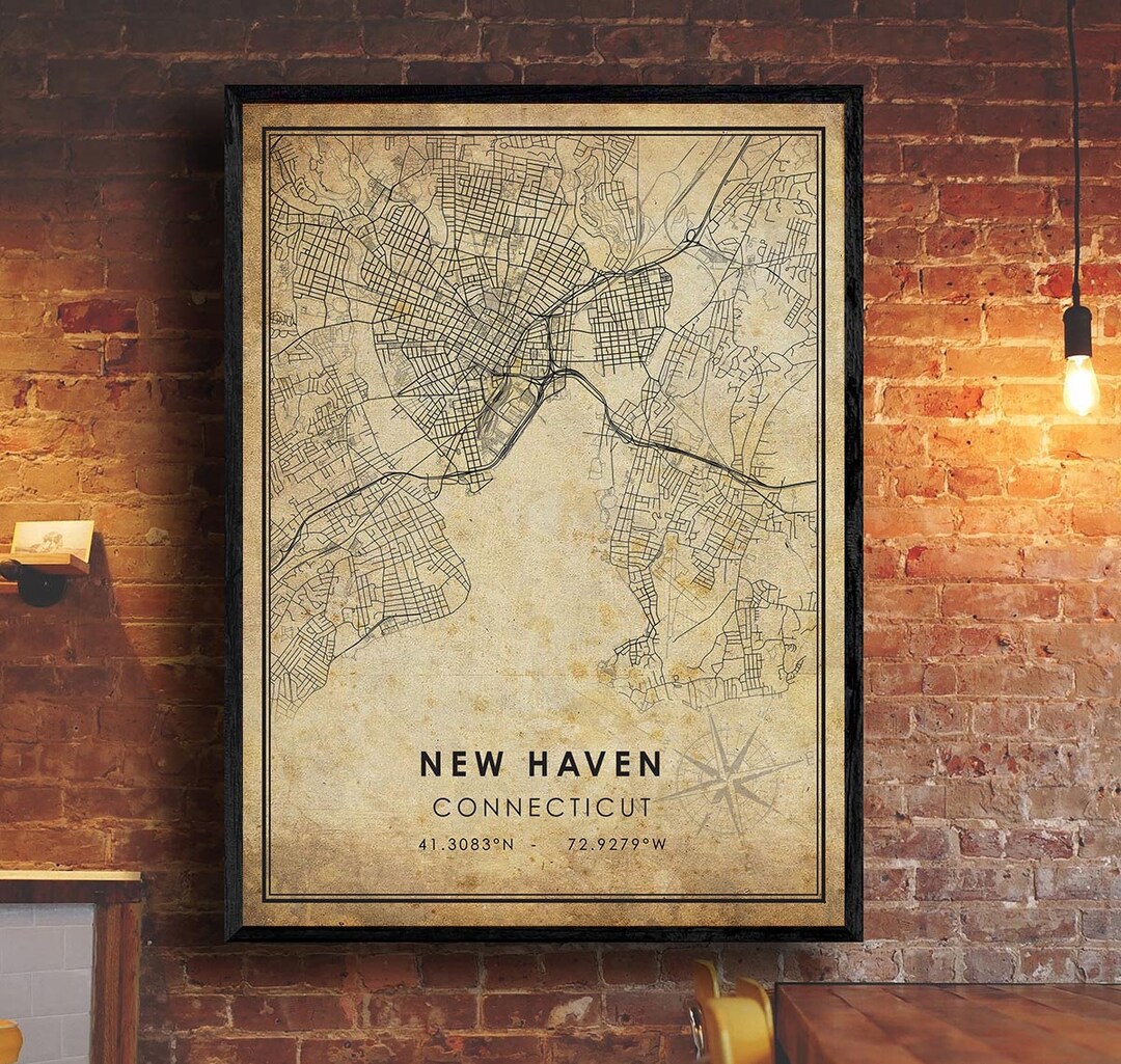New Haven Vintage Map Print | New Haven Map | Connecticut Map Art | New ...