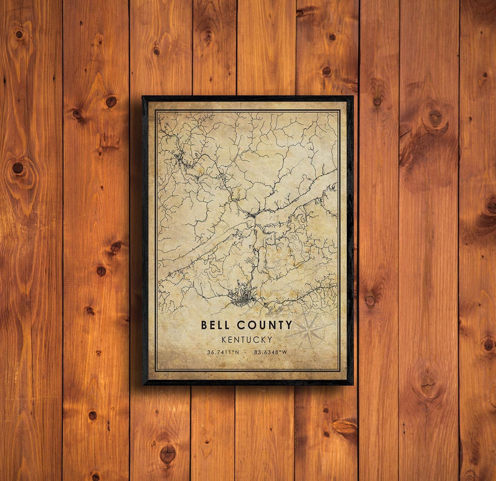 Bell County Map Print Bell County Map Kentucky Map Art | Etsy