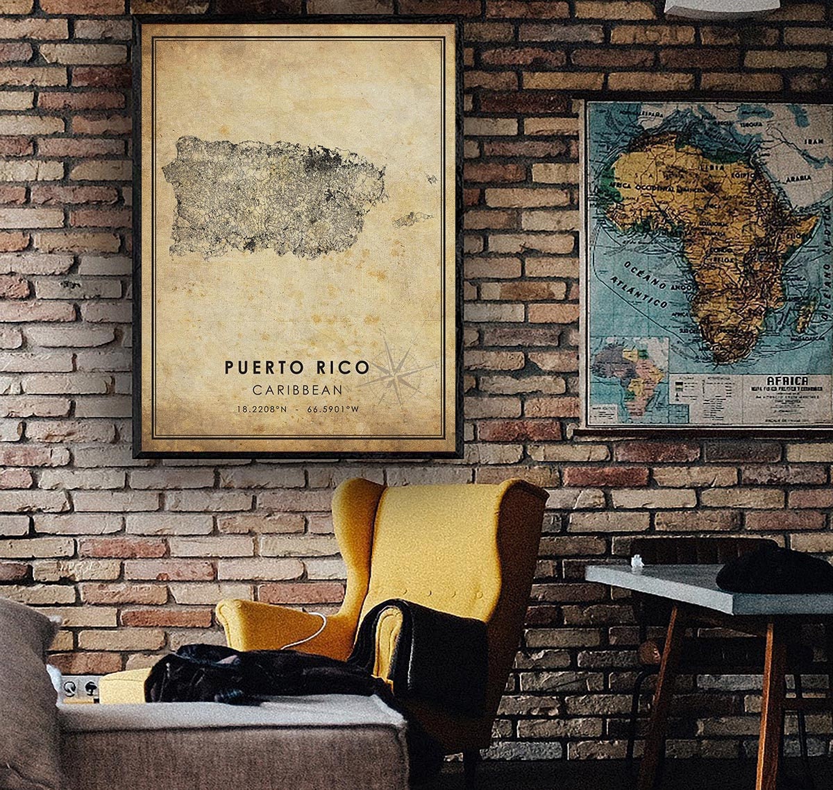 Puerto Rico Vintage Map Print Puerto Rico Map Puerto Rico - Etsy