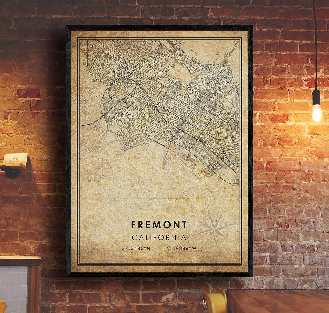 Fremont Vintage Map Print | Fremont Map | California Map Art | Fremont ...