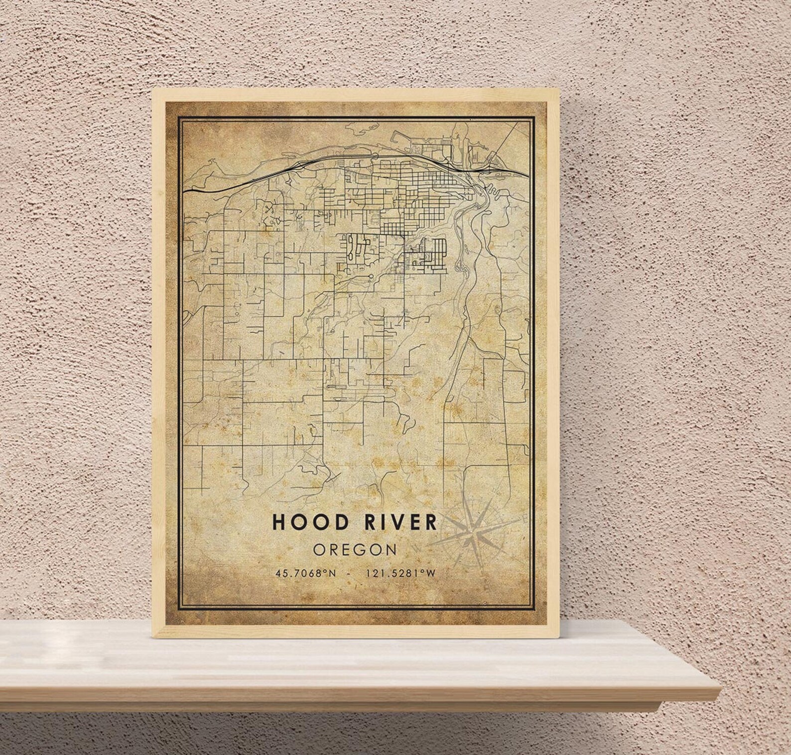Hood River Map Print Hood River Map Oregon Map Art Hood - Etsy