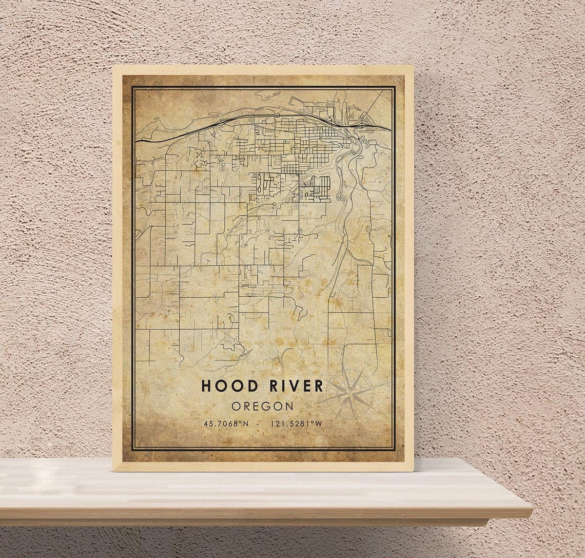 Hood River Map Print Hood River Map Oregon Map Art Hood - Etsy