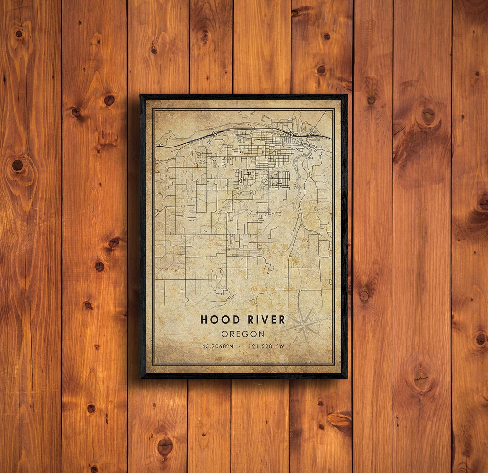 Hood River Map Print Hood River Map Oregon Map Art Hood - Etsy