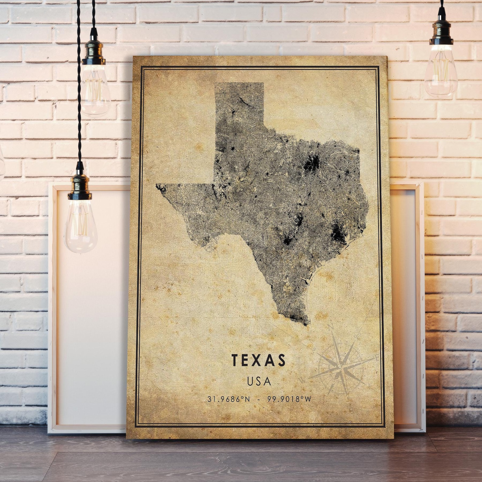 Texas Vintage Map Print Texas Map Texas State Map Art - Etsy