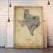 Texas Vintage Map Print | Texas Map | Texas State Map Art | Texas City ...