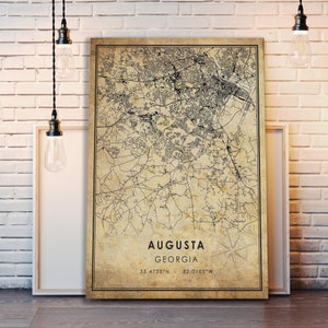 Augusta Vintage Map Print | Augusta Map | Georgia Map Art | Augusta ...