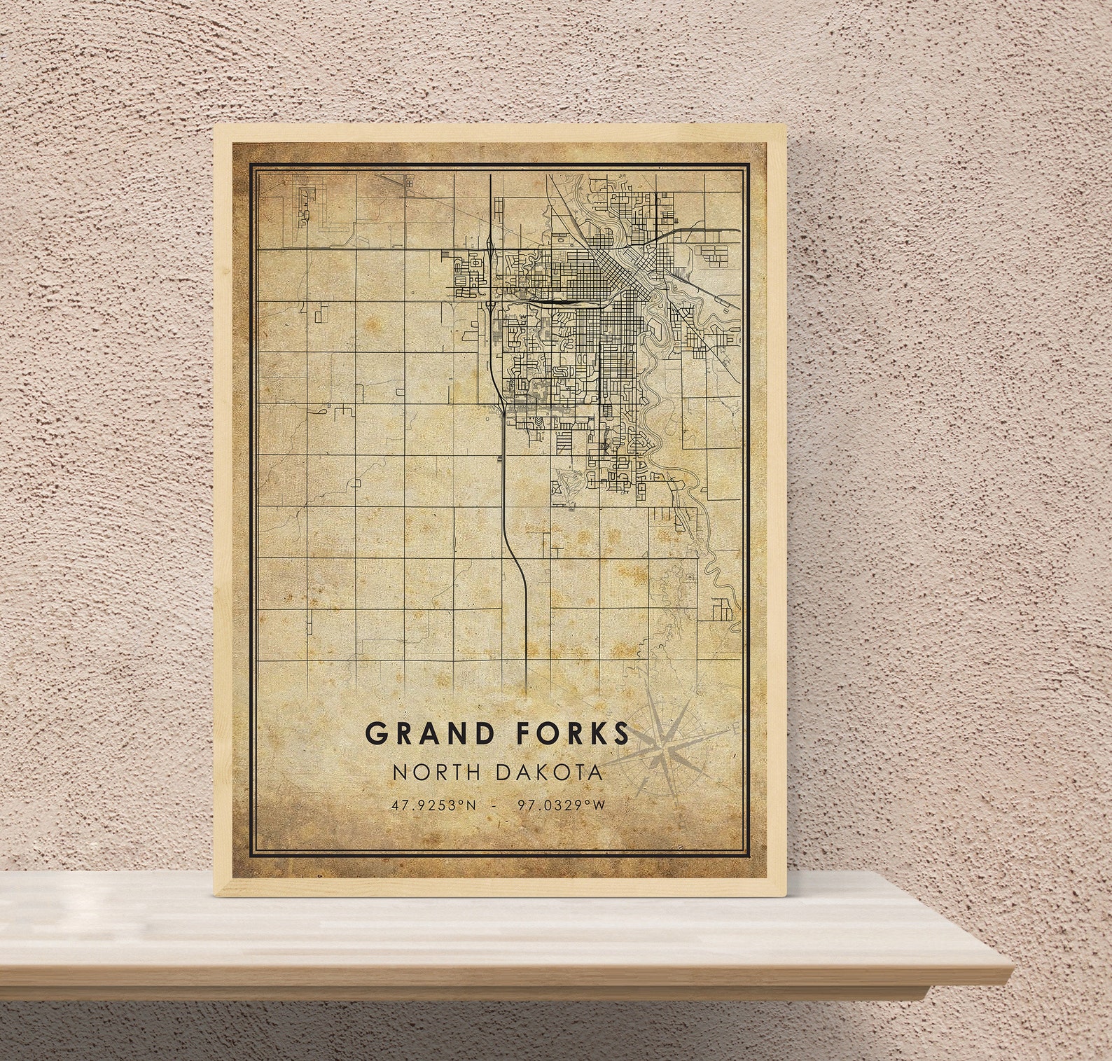 Grand Forks Vintage Map Print Grand Forks North Dakota Map | Etsy