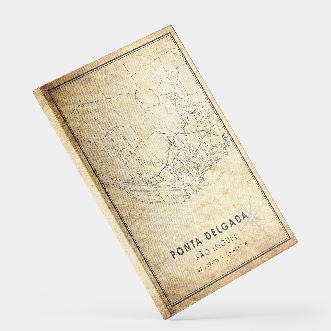 Ponta Delgada Vintage Map Print | Ponta Delgada Map | Sao Miguel Map ...