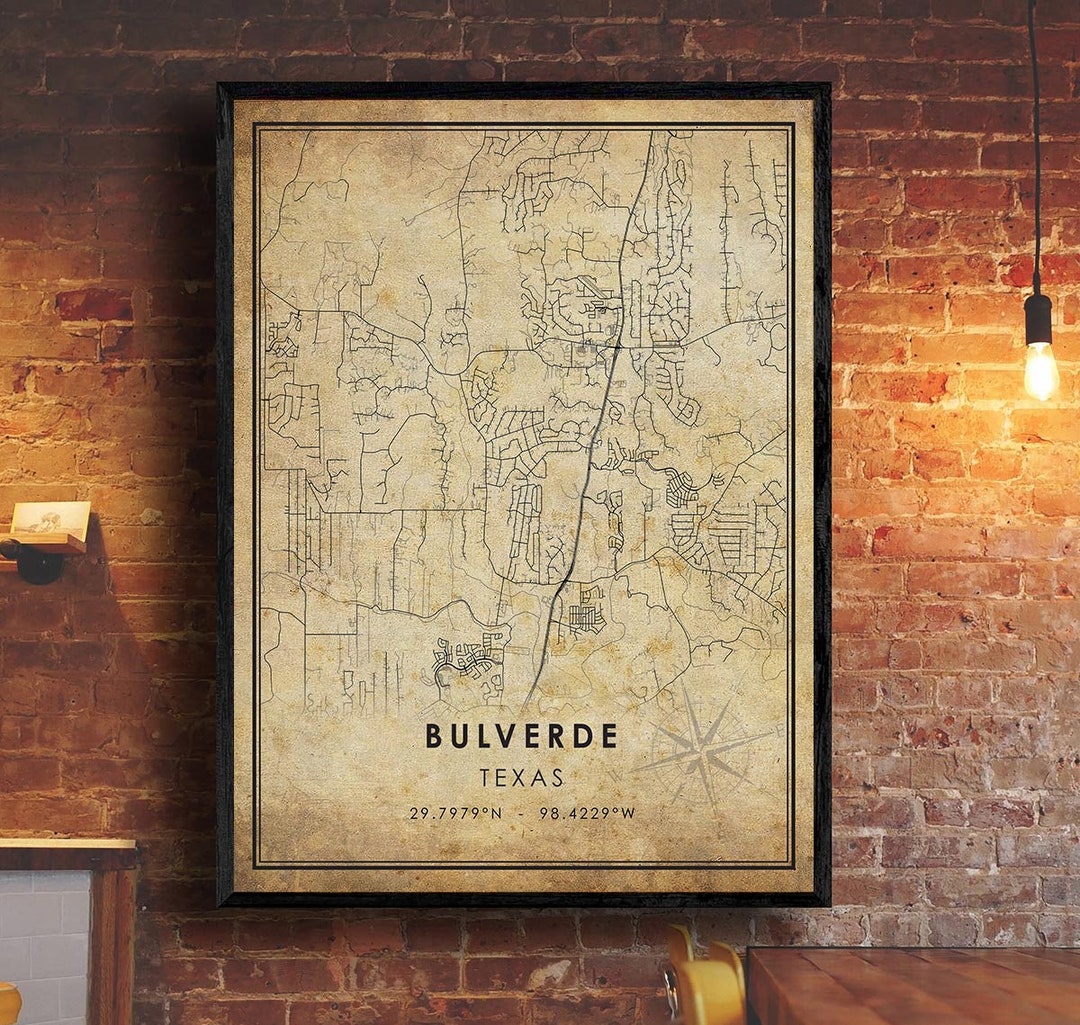 Bulverde Vintage Map Print | Bulverde Map | Texas Map Art | Bulverde ...