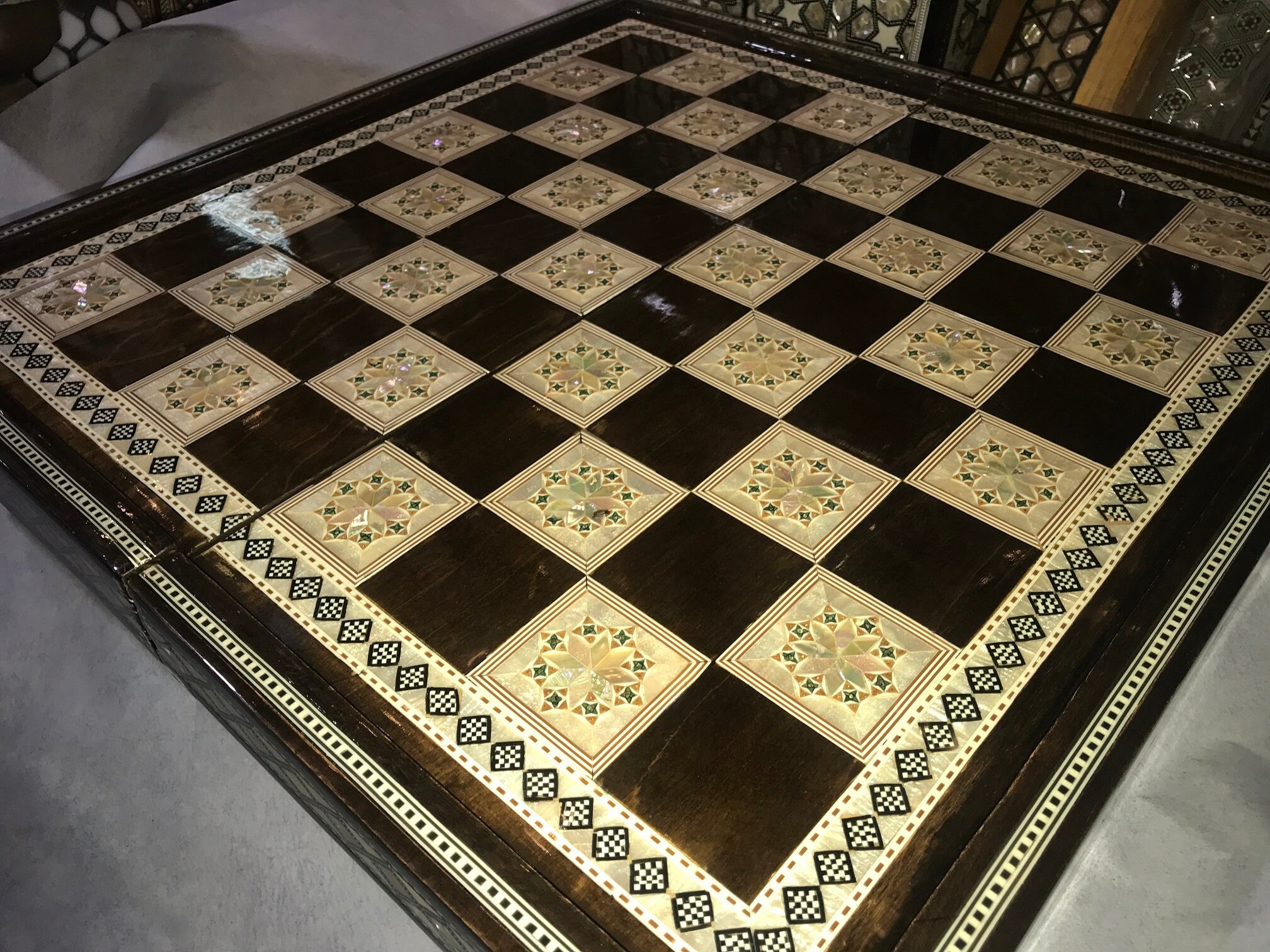 21 Inch Vintage Backgammon & Chess Board Egyptian Wood Inlaid | Etsy