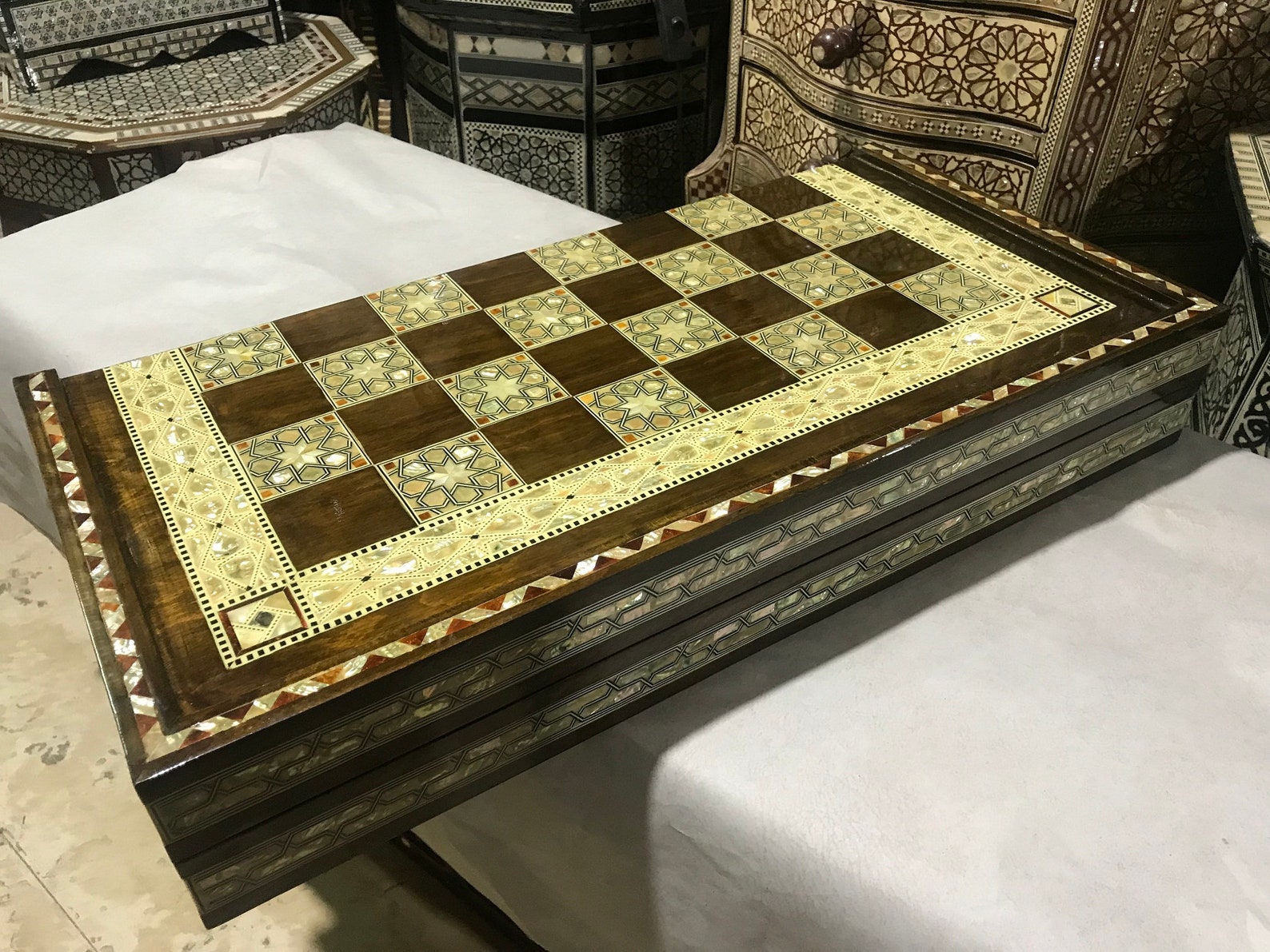 24 Inch Vintage Handmade Backgammon & Chess Board Egyptian - Etsy