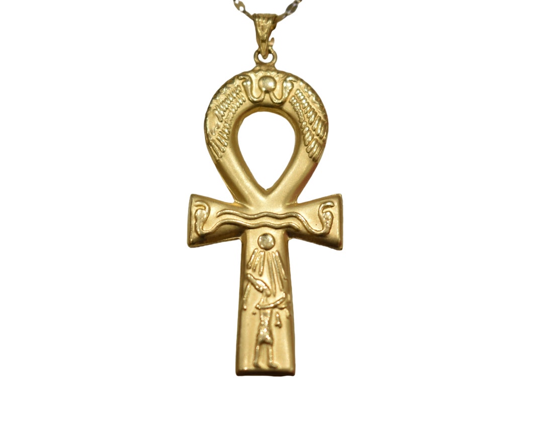 06m Egyptian Jewelry Ankh Cross Key of Life 18K Solid Yellow Gold ...